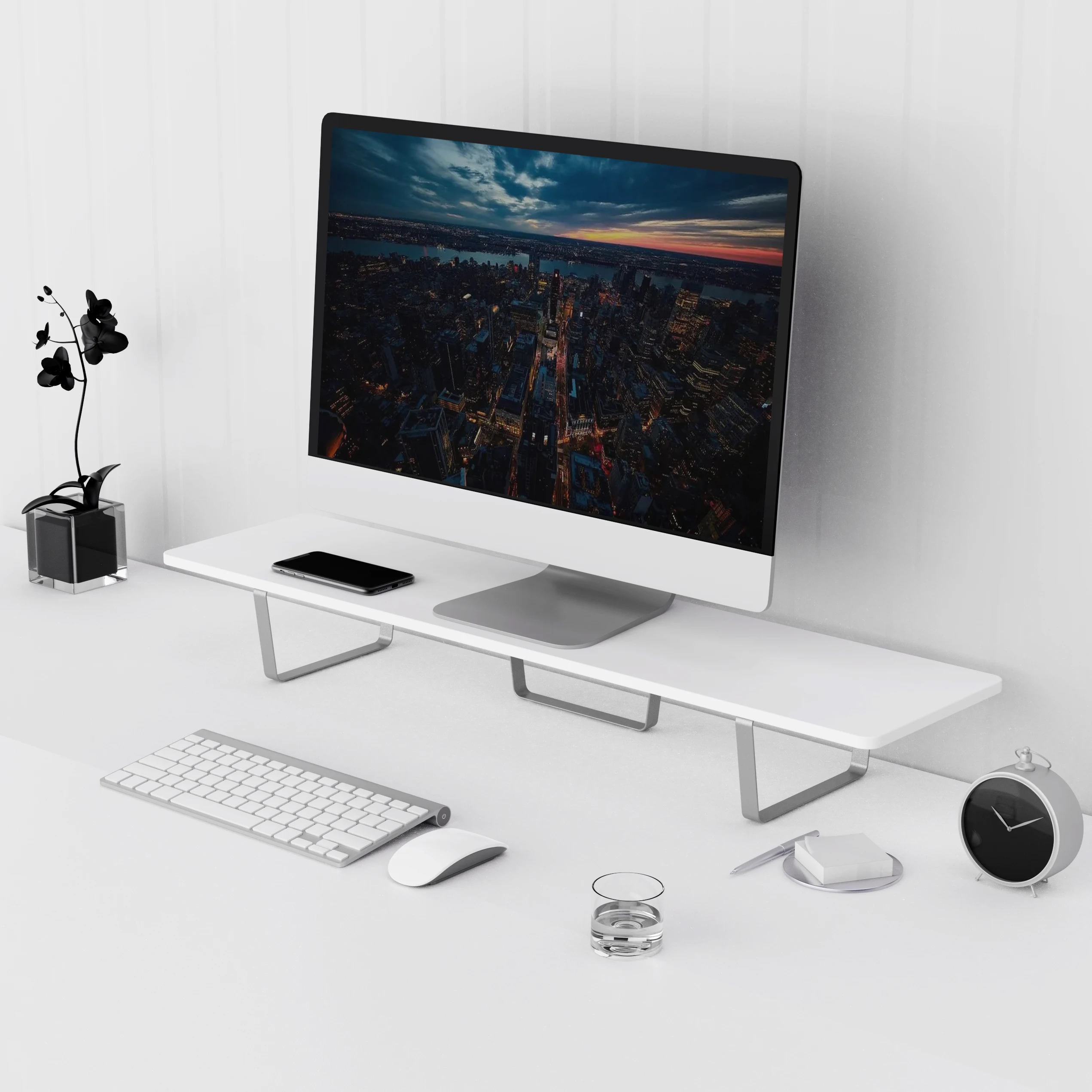 Dual Wooden Monitor Laptop Computer Monitor Stand Riser With Angled ...