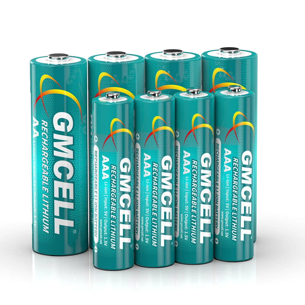 GMCELL Lithium ion Li-ion Rechargeable AA Size AAA 1.5V Batteries With ...