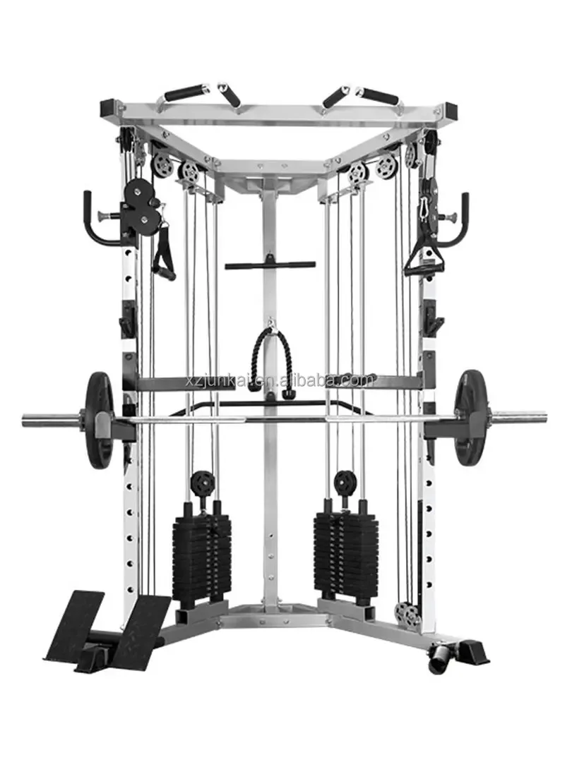 Multi Station Gym Smith Machine Squat Rack Cable Crossover Lat Pull ...