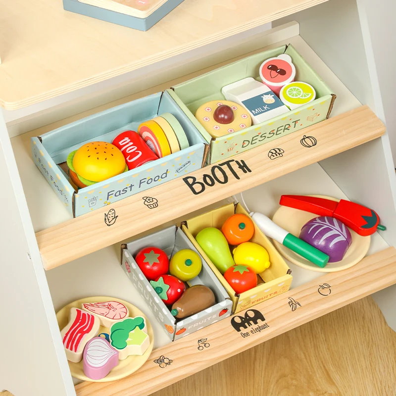 Wooden Simulation Toys Convenience Store Fruit And Vegetable Wooden ...