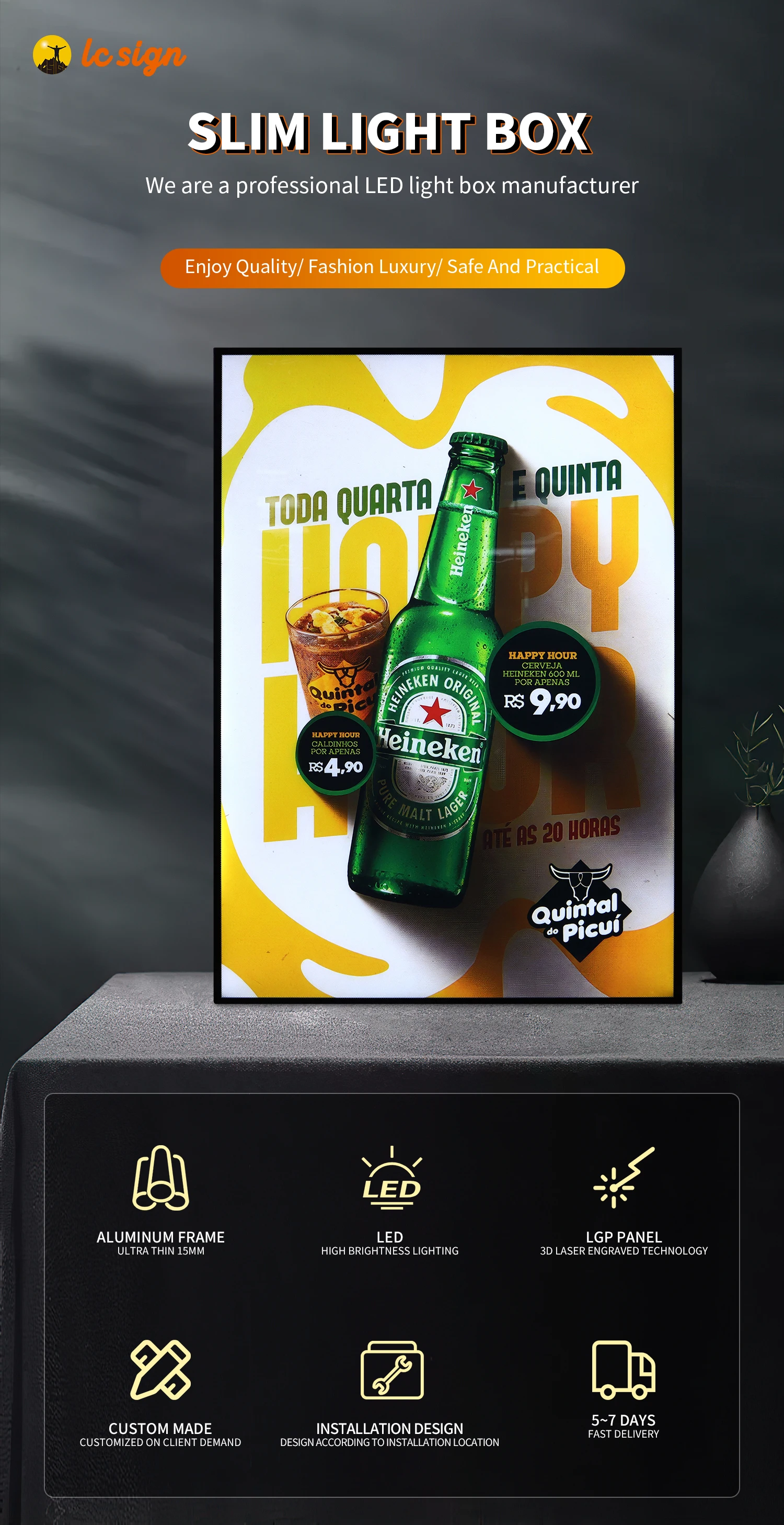 Lc Sign Led Poster Display A3advertising Light Box Backlit Light Box ...