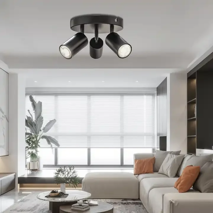 Round 3head Iron Led Gu10 Ceiling Spotlight Adjustable Ceiling Spot ...