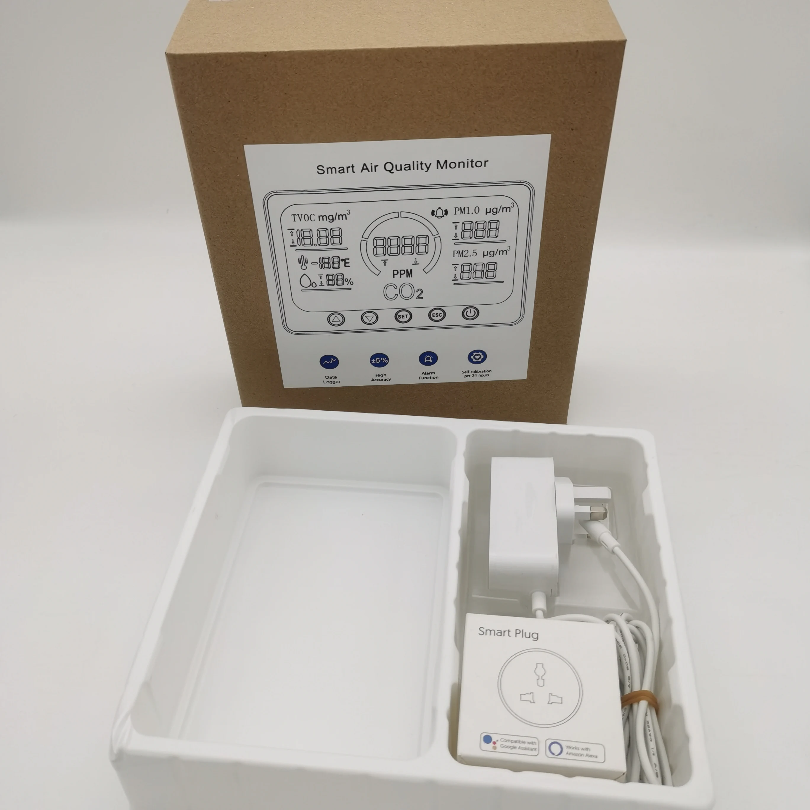 Black Smart Air Quality Monitor Pt02-plus Co Co2 Meter Wifi App Control ...