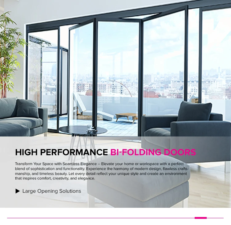 Modern Soundproof Thermal Tempered Glass Folding Doors