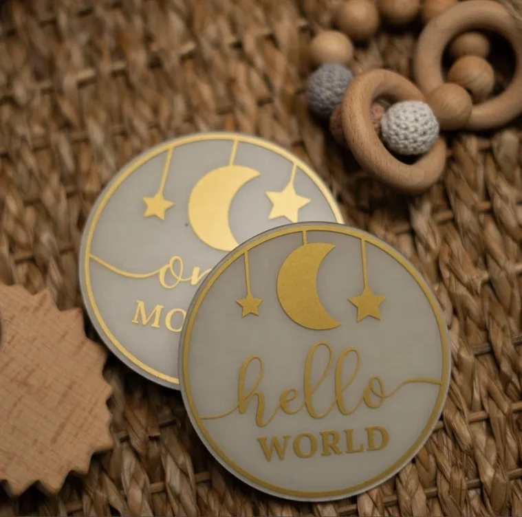 Birth Announcement Sign Baby Monthly Photo Props Acrylic Monthly ...