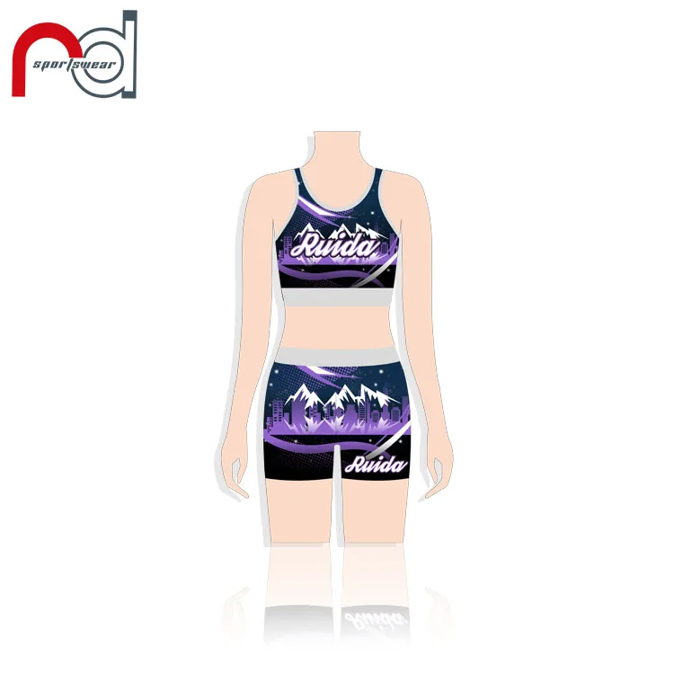 Girls Full Sublimation Cheerleading Costumes Cheer Bra And Shorts ...
