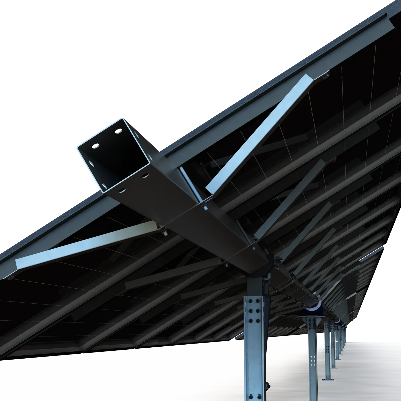 Single Axis Solar Tracker with Damper for Big Wind Resistance