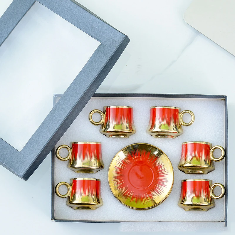 Arabic Golden Expresso Coffee Cups And Dish Set Porcelain Tea Cup ...
