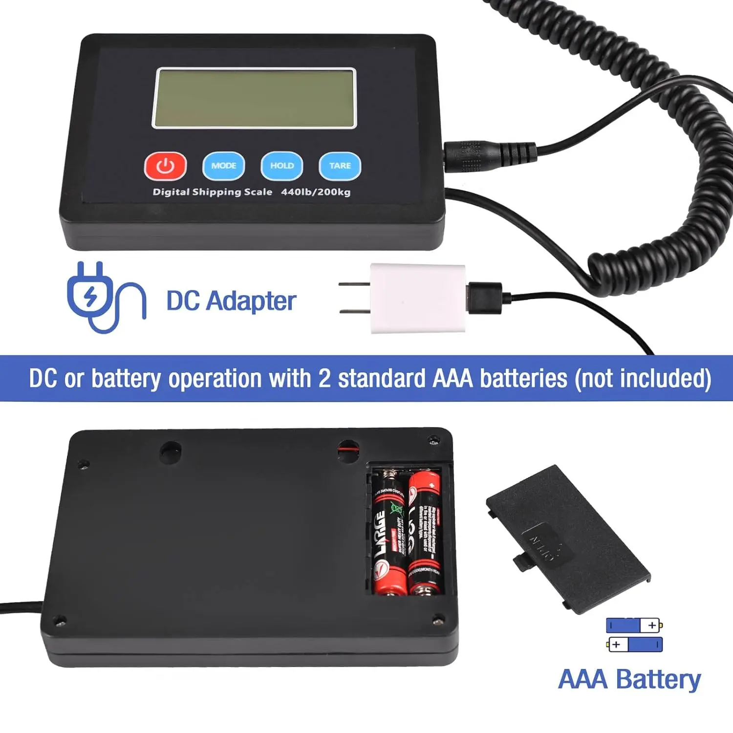 Shipping Scale Digital Postal Scale 440lbs/10g Hold/Tare Function High ...