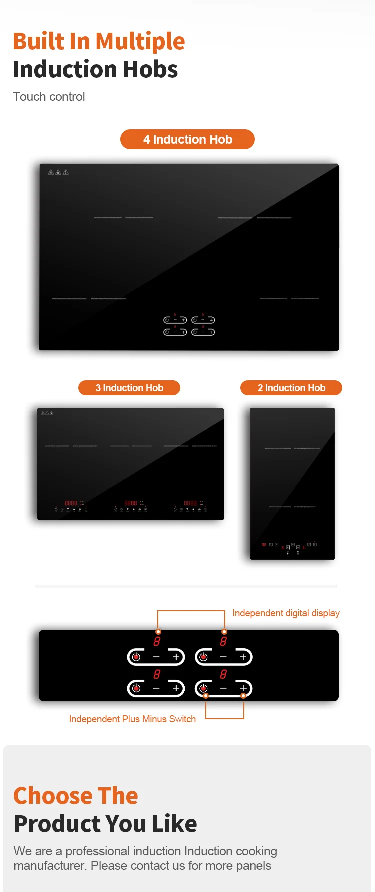 Emissive Icon Touch Keys Control Induction Cooktop Two Burners 4000w ...