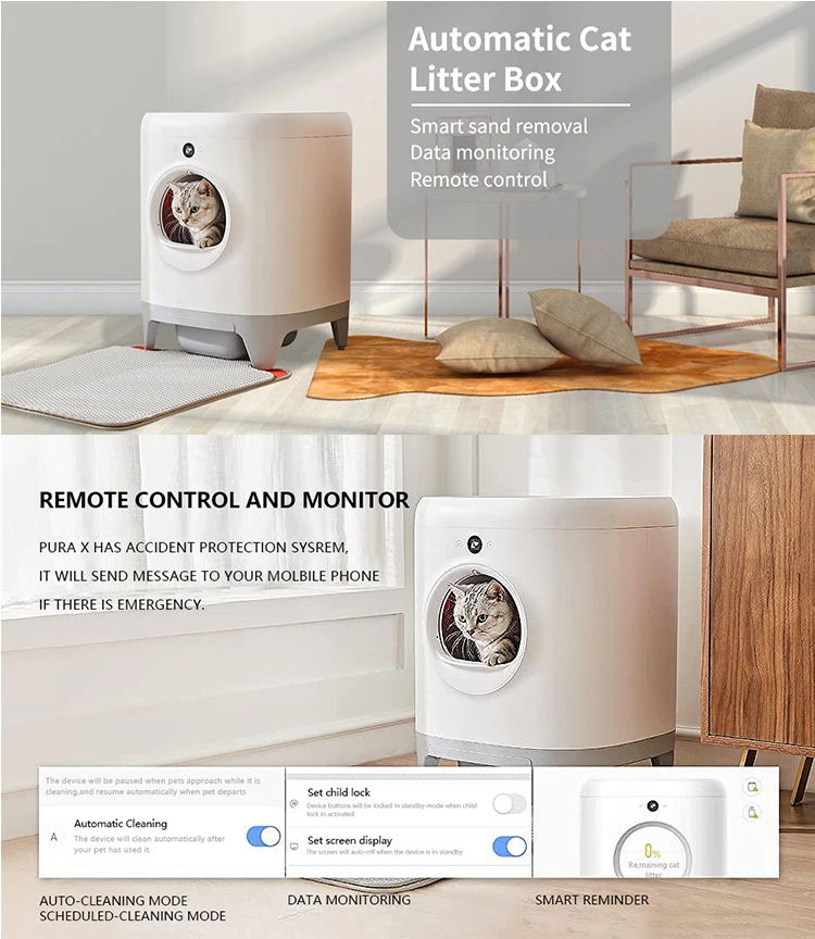 Petkit Pura X Remote Control Smart Automatic Self Cleaning Pet Toilet ...