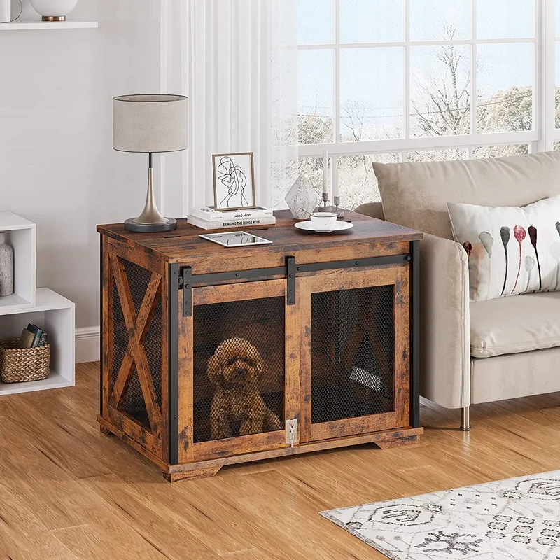 Rhetech Pet Cage Crate Soft Dog Sliding Door Furniture Style Wood ...