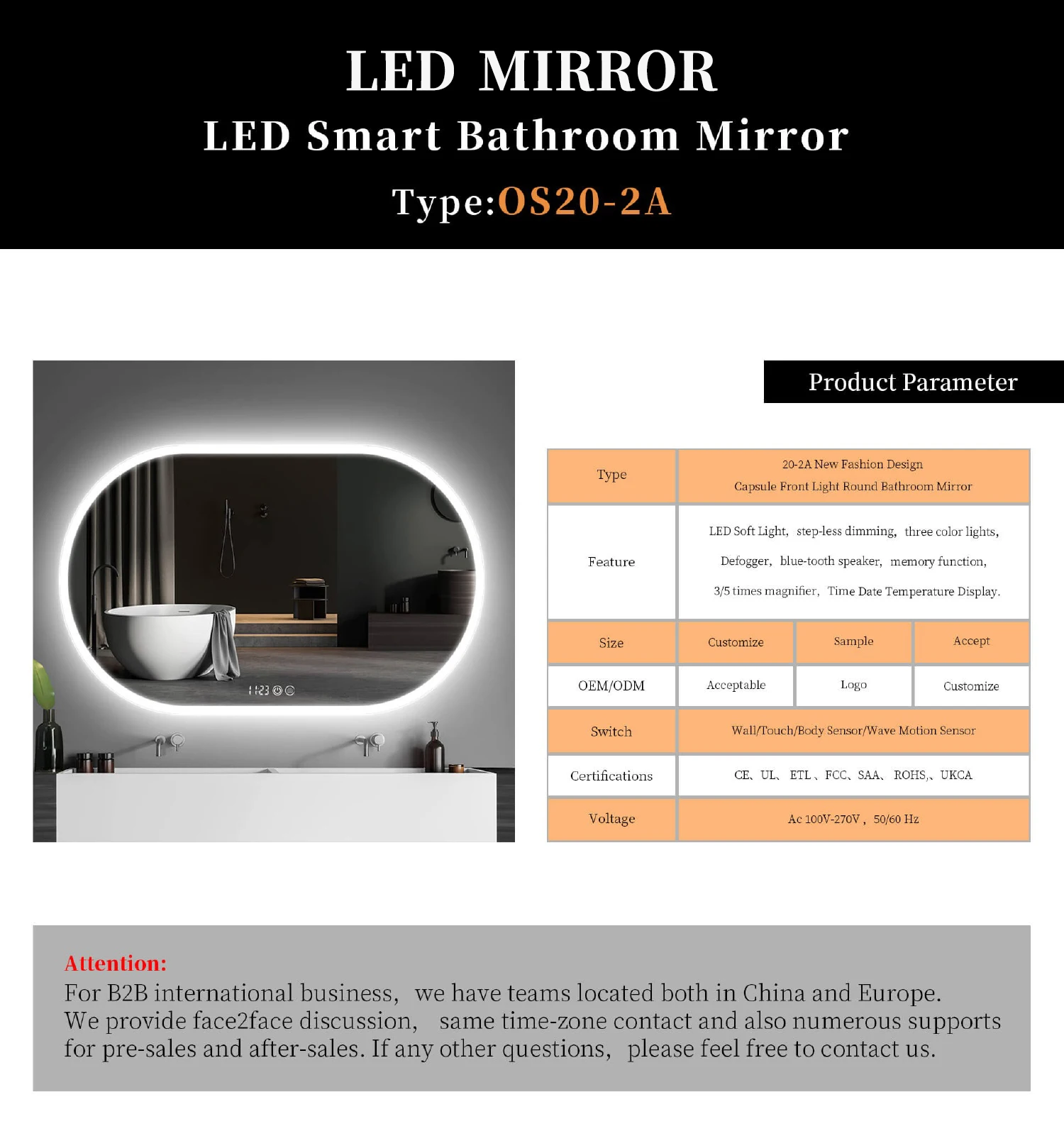 Modern Round Led Mirror Wall Mounted Touch Switch Screen Smart Mirror ...