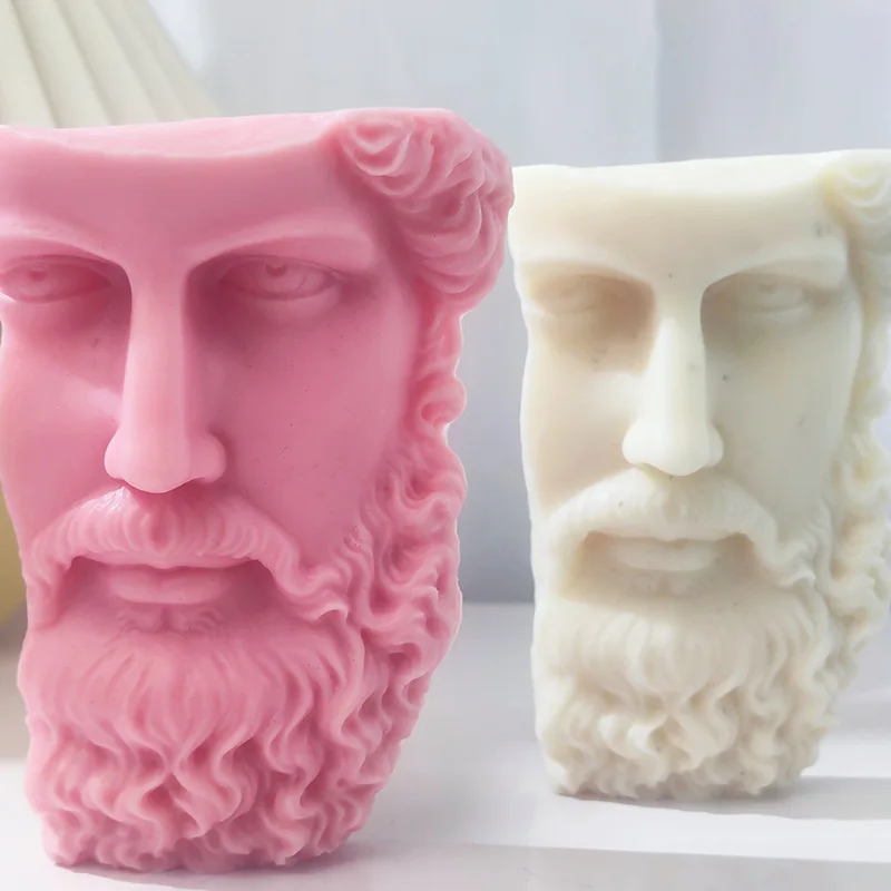Tabletop Ornament Greek Half Head Sculpture Silicone Candle Mold ...