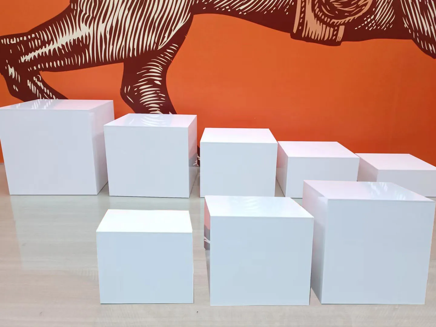 White Buffet Acrylic Riser Cube Display Set Of 8 Square Food Dessert ...