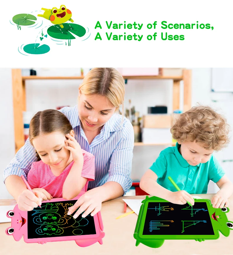 Kids Lcd Drawing Board Cartoon Frog Shape 8.5inch Colorful Writing ...