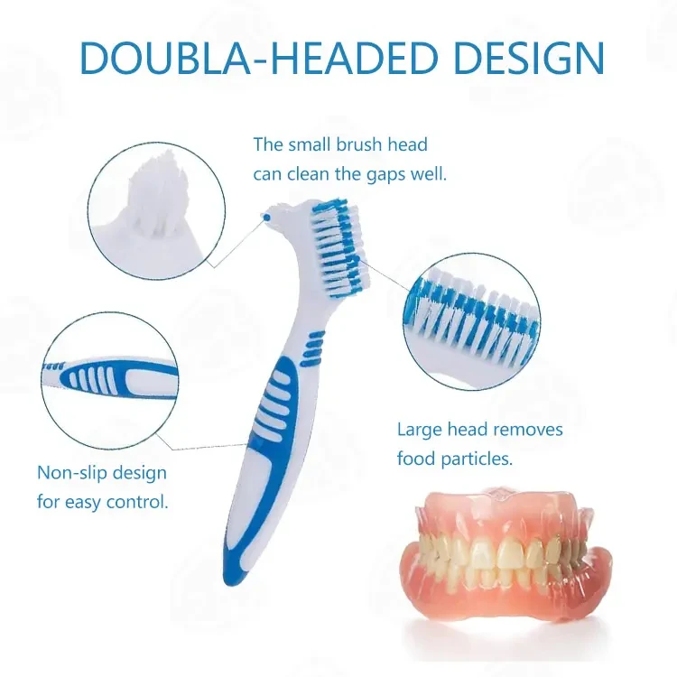 Oral Care Premium Angled Double Sided Denture Cleaning Brushes False ...