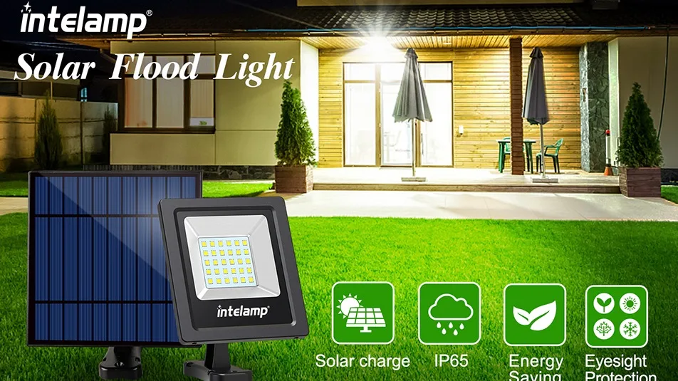 Intelamp Solar Powered Garden Led Flood Spot Lights Waterproof Outdoor ...