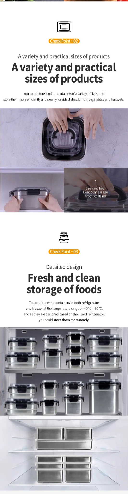 Home Used Square Food Container Airtight Metal Storage Box Stainless ...