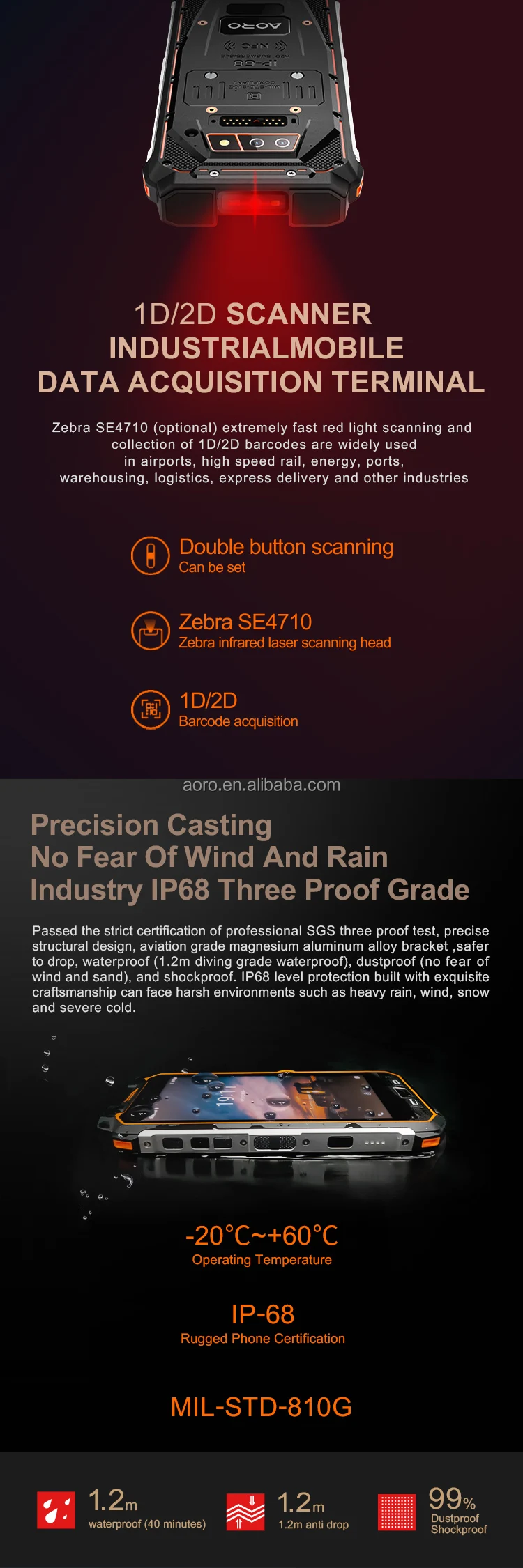 Aoro M5 Rugged Smart Phone - Industrial Digital Intercom