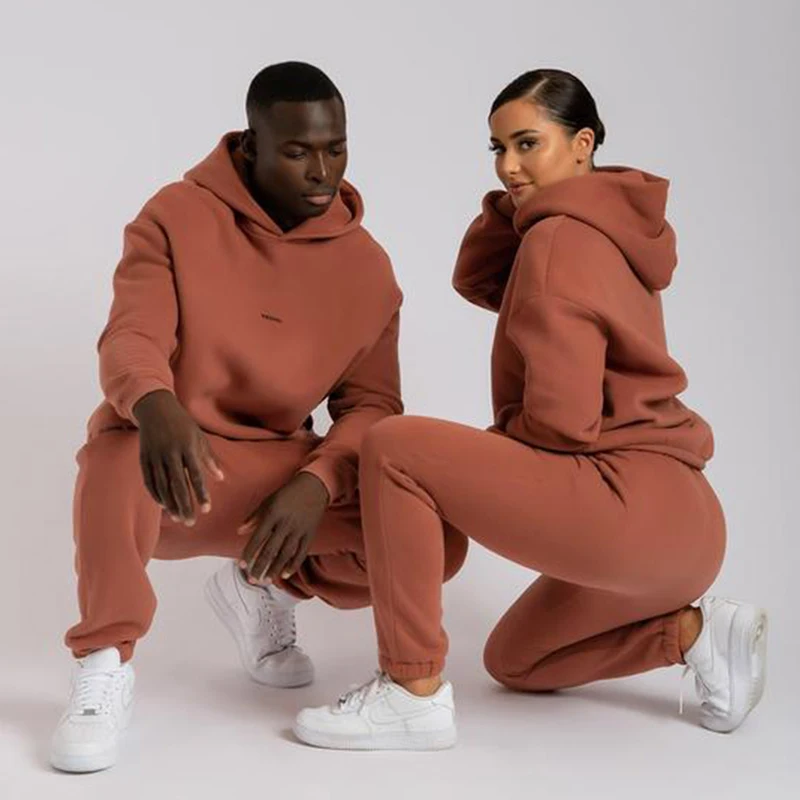 OEM Wholesale Heavyweight Cotton Oversized Plain Tracksuit Luxury Two ...