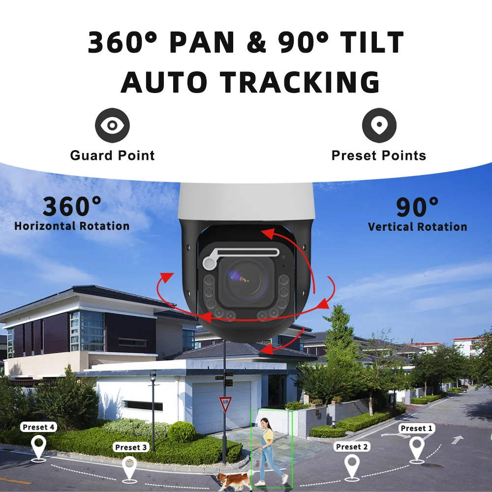 8MP High Speed PTZ Camera with Dual Light & AI Tracking