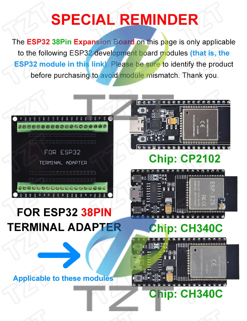 Tzt Esp32 Development Board Esp-32s Nodemcu-32s Micro/type-c Wireless ...