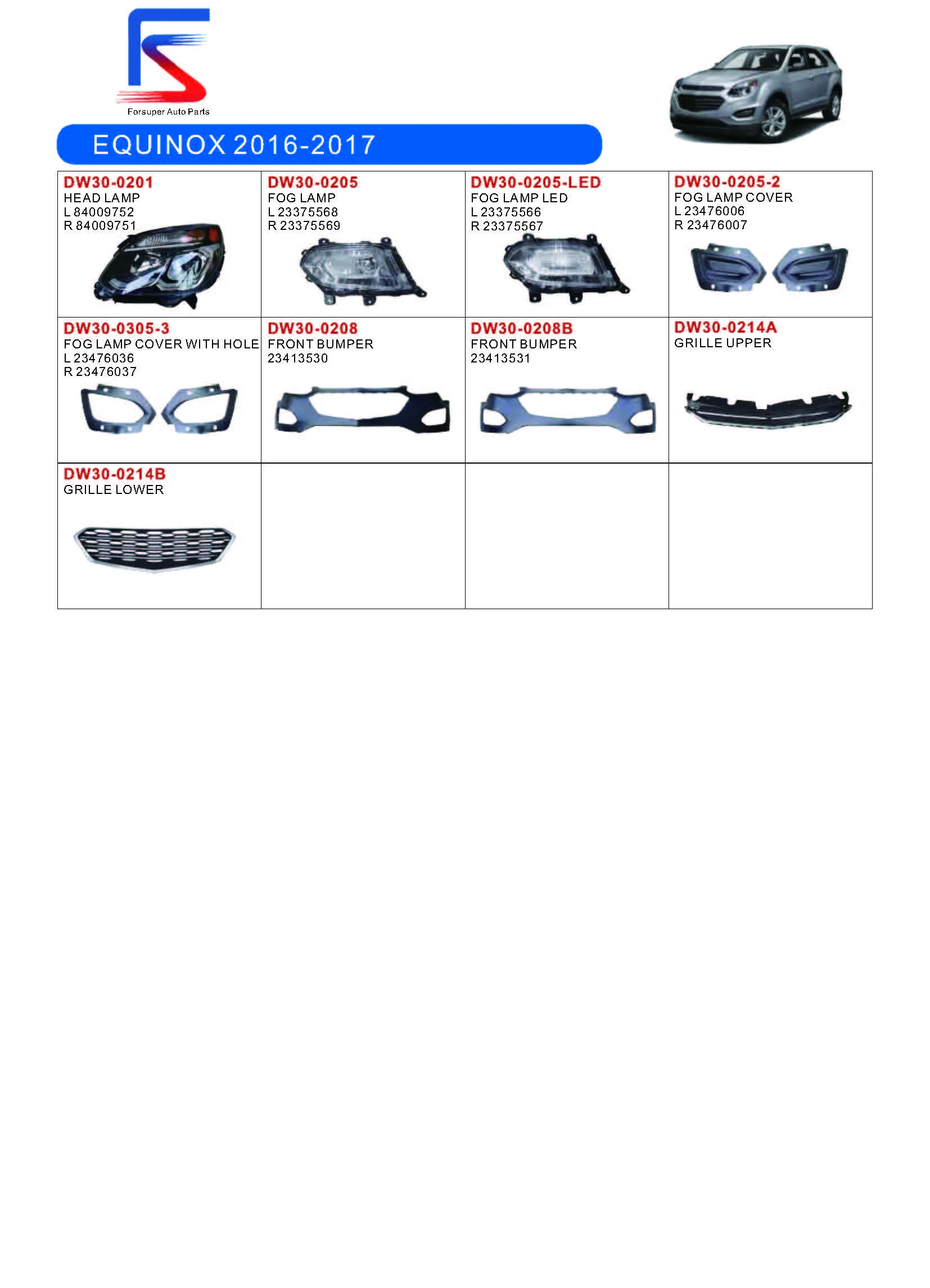 23413530 Front Bumper for CHEVROLET EQUINOX 2016-2017 Auto Parts ...