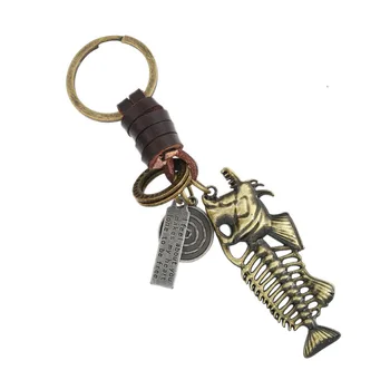 Hot Sale Simple Bronze Metal Fishbone Model Pendant Key Chain Bone ...