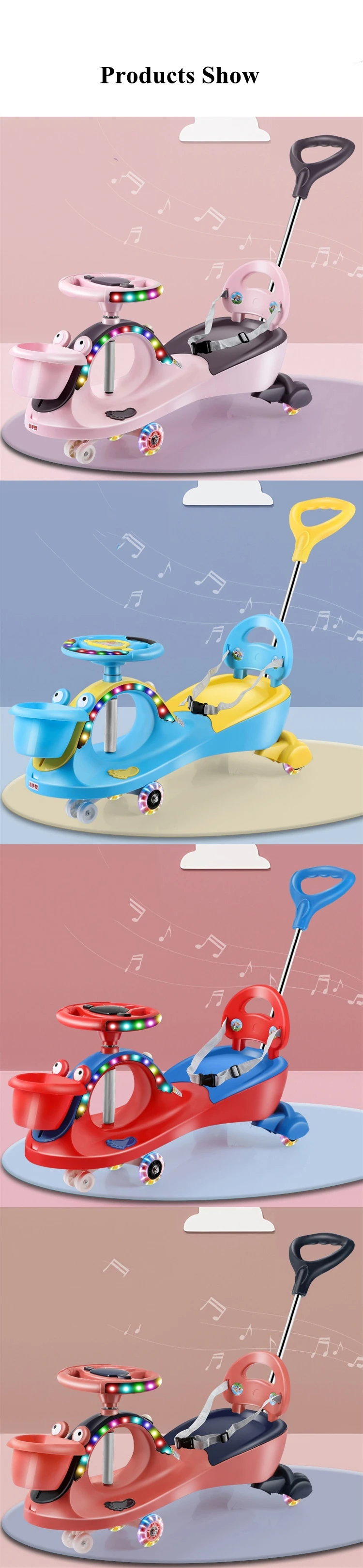 Plastic Baby Driving Toys Swing Car With Lights/pu Wheels Swing Car ...