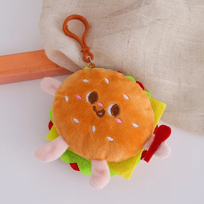 Toast Bread Hamburger Drumsticks Plush Food Keychain