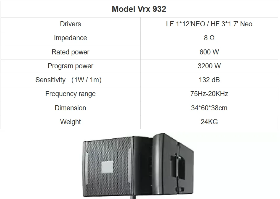 Vrx 932 Single 12 " Two-way Powered Line Array Loudspeaker System Professional Audio Sound ...