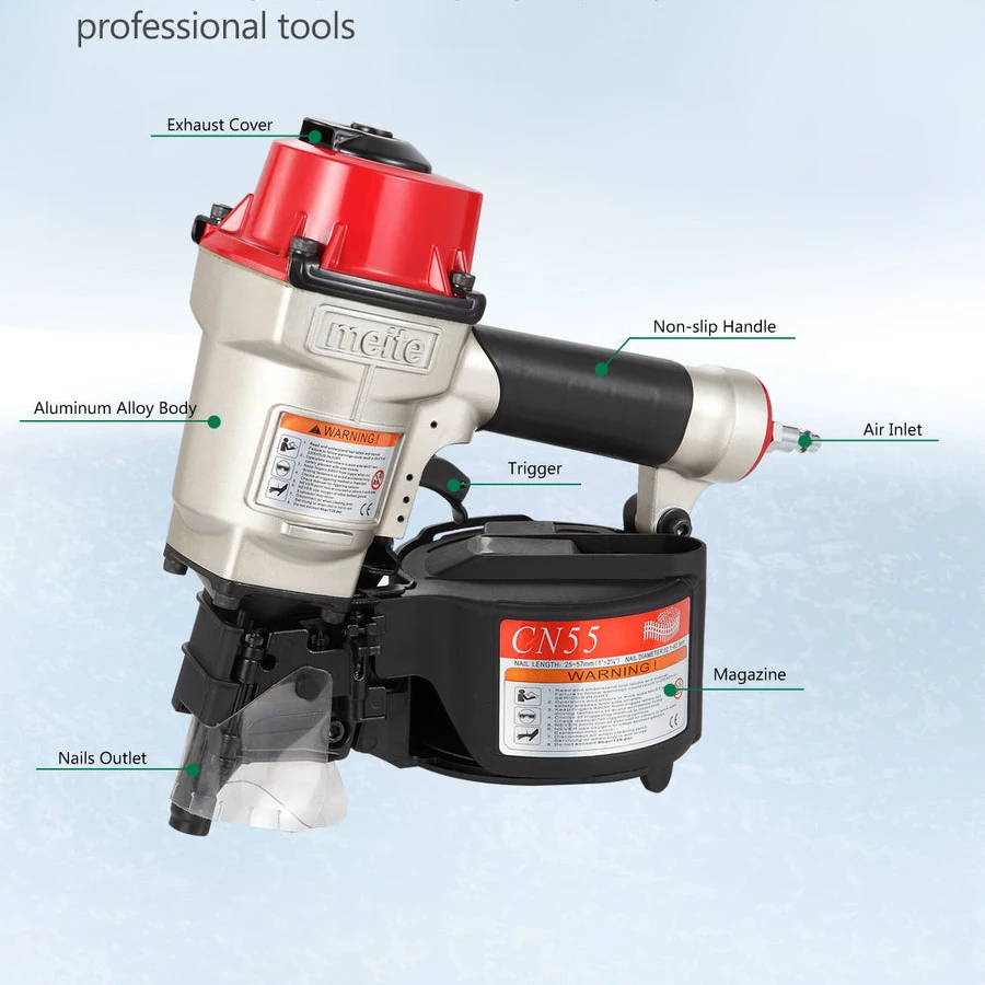 Meite Nail Gun Industrial Coil Nailer CN55 - 1 Year Warranty
