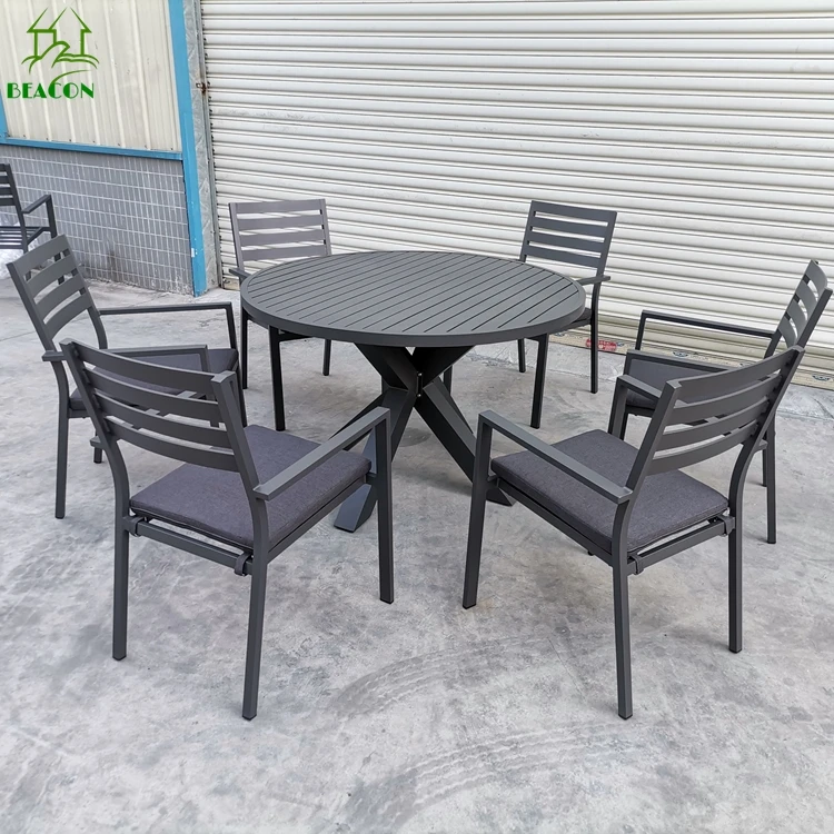 Round Shape Outdoor Garden Furniture Table And Chair Round 6 Seater ...