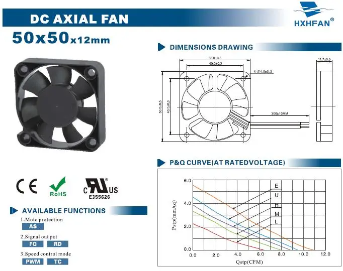 Mini Relay Fan 50x50x12mm 5012 5V 12V DC Brushless Cooling Fan