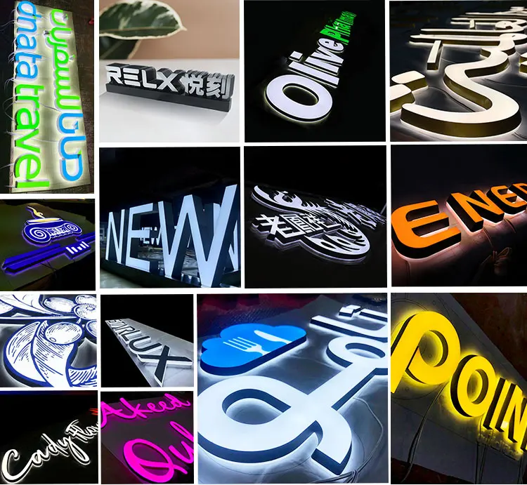 Shining Brush Gold Ss304 Logo Sign 3d Metal Signage Outdoor Custom Led ...