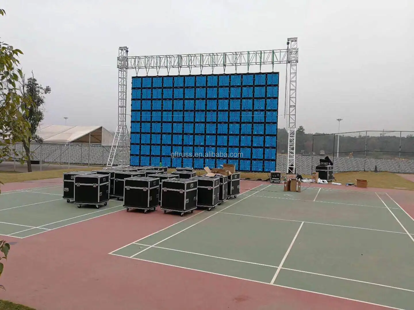 Sliding LED Screen Truss Stand - Black Aluminum Support for Flexible ...