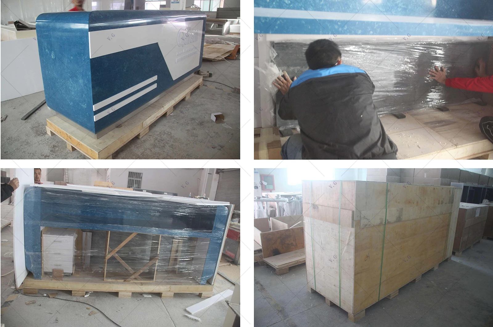 Custom Wood Stone Reception Desk for Children's Hospital