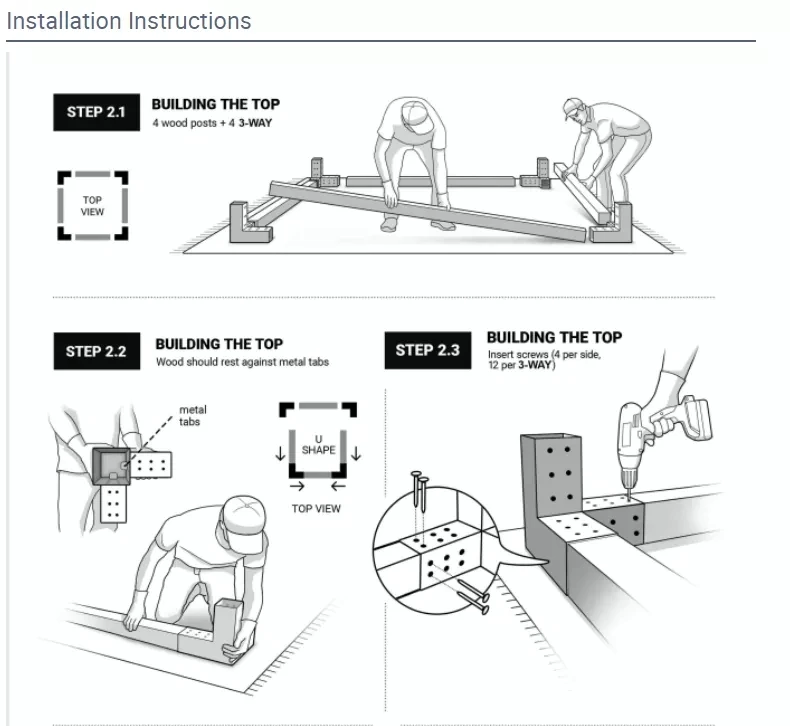 Modular Sizing Pergola Post Support and Corner Brackets
