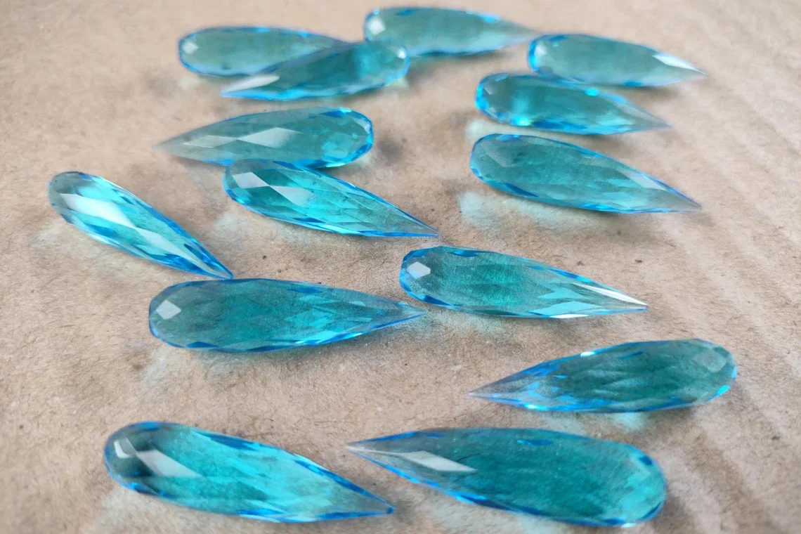 London Blue Topaz Cute Drops Gemstone Faceted Tear Drops Gemstone Drops ...
