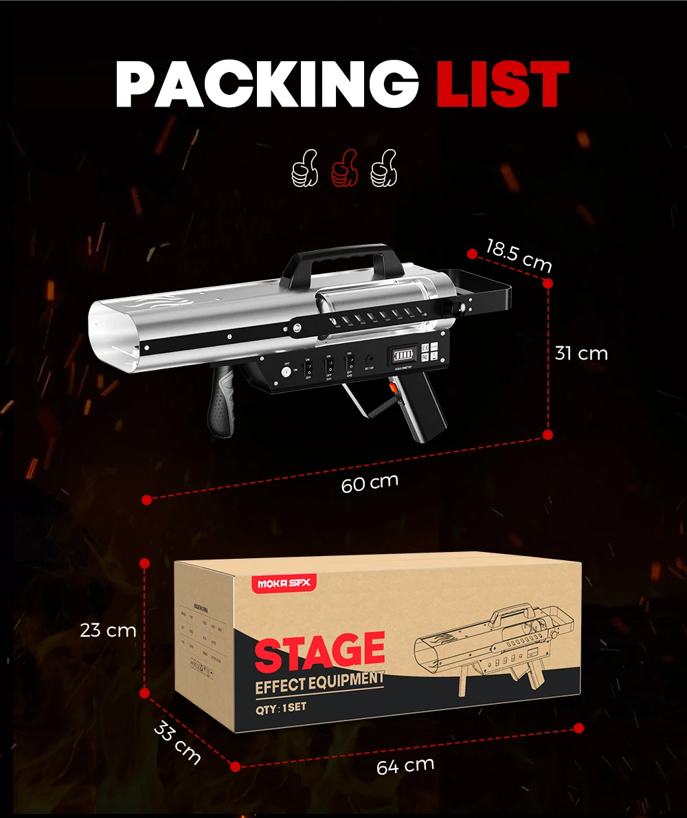 MOKA SFX 1-3m Handheld Battery Fire Thrower for DJ Events