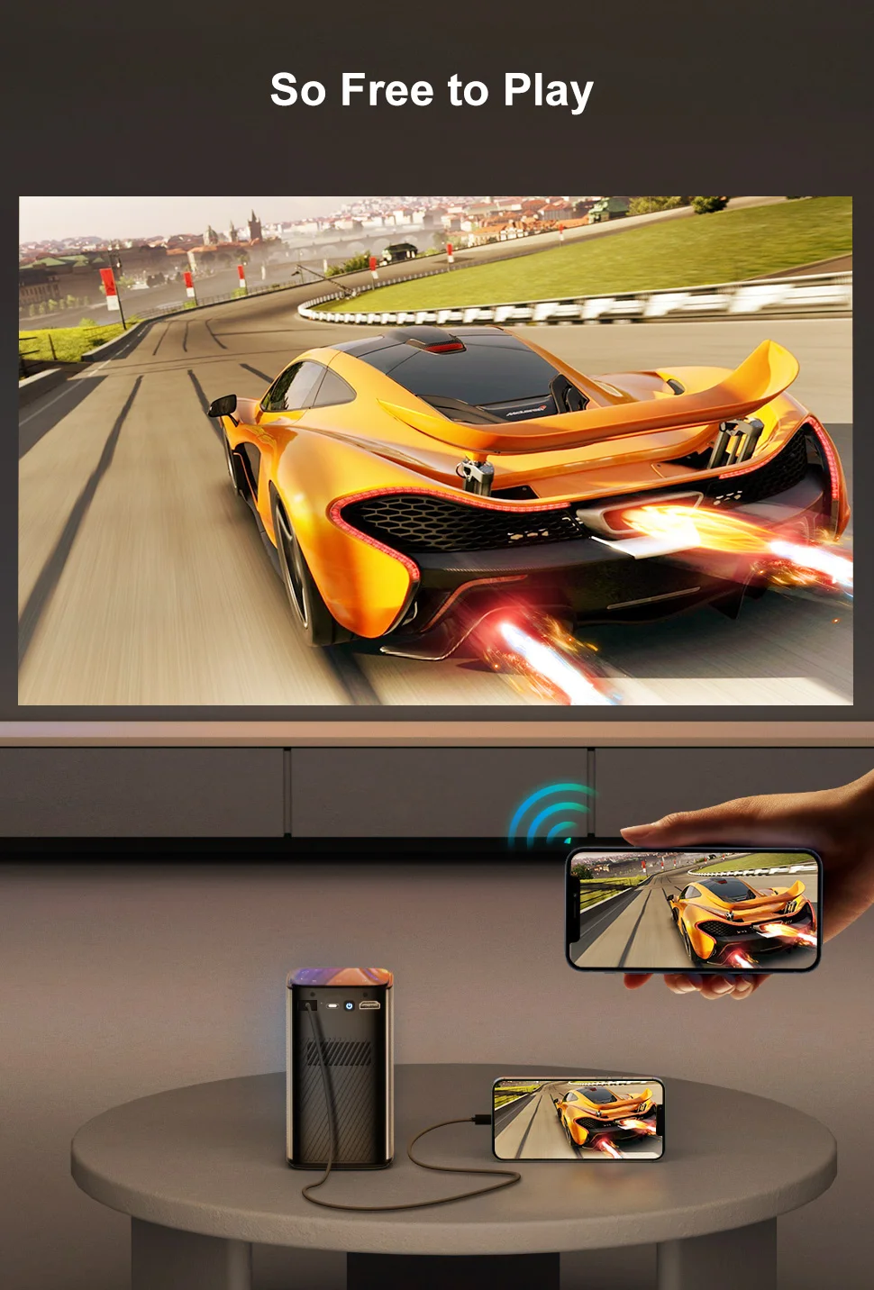 BYINTEK P70 3D 4K Smart Wifi Projector - Portable & Powerful