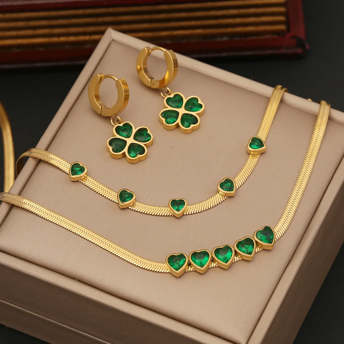 Stainless Steel Jewelry Set with 18K Gold Plating