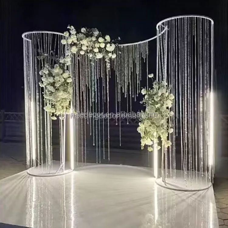 Elegant Iron Backdrop Frame with LED Lights for Weddings