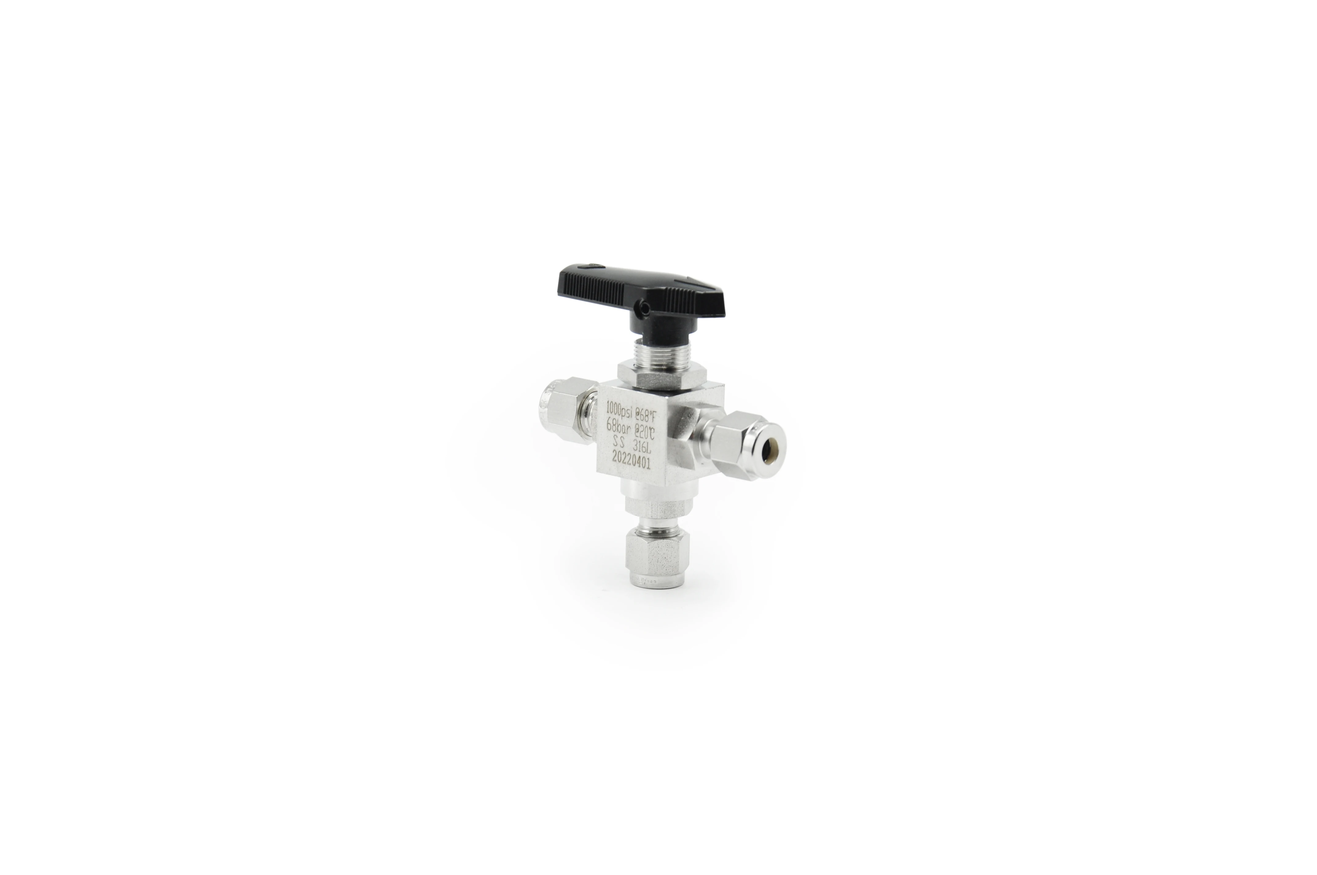 SS316L 3 Way Instrument Ball Valve 1/8"-3/4" 6-12mm Double Ferrule 3000 ...
