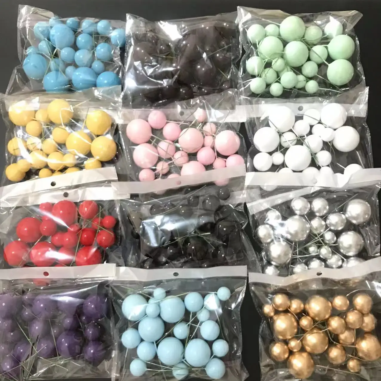 Cake topper balls set foam ball happy birthday cake decoration 20 mixed ...