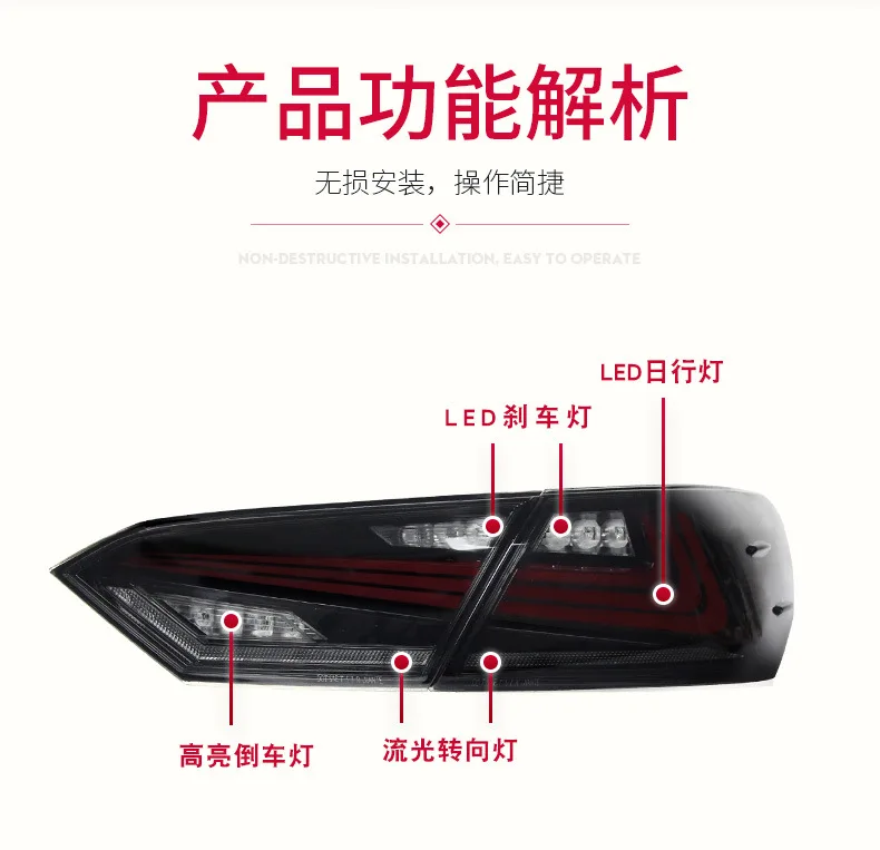 Car Tail Lights Modified Led Taillamp Dynamic Turn Signal Reverse Drl ...
