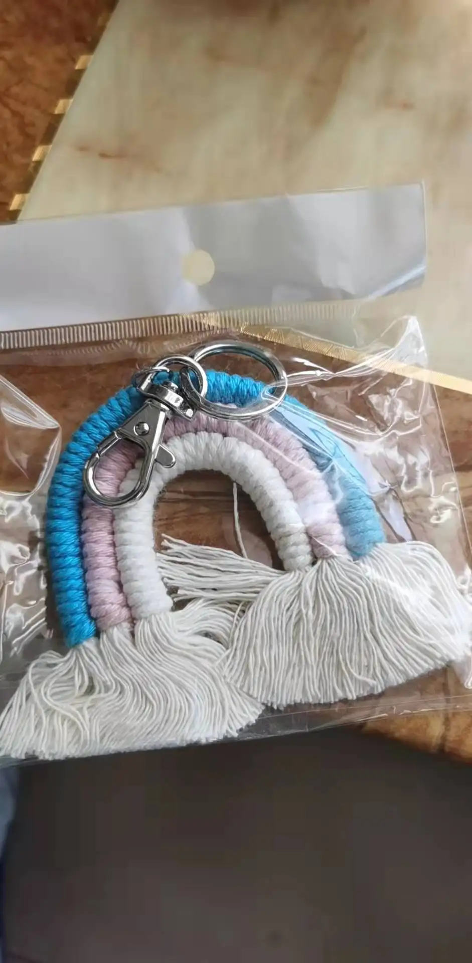 Weaving Macrame Rainbow Plush Key Chains For Women Boho Handmade Key ...