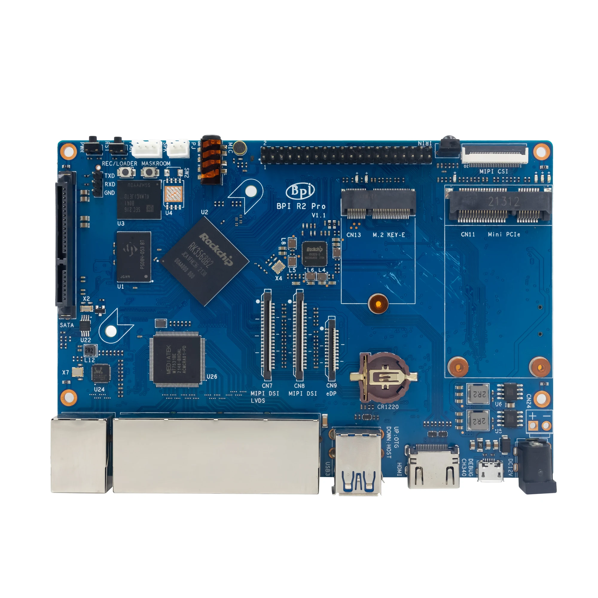 Rockchip RK3568 BPI-R2 Pro 4G gateway Mini PCIE and M.2 key-e interface ...