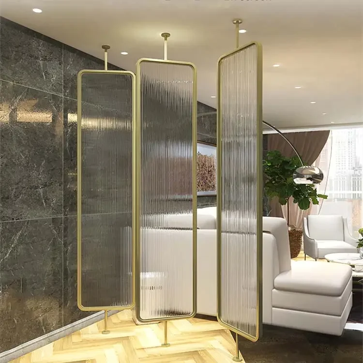 Lobby Gold Metal Room Divider Partition screen stainless steel panel ...
